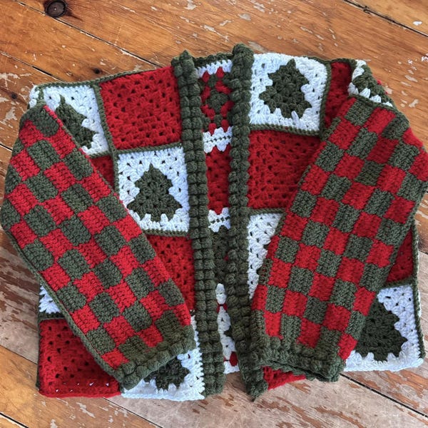 Christmas Crochet Cardigan Pattern: PDF Crochet Cardigan Pattern, Holiday Sweater, Size ...