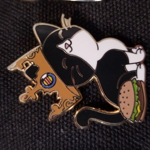 Fast Food Cat Hard Enamel Pin | Burger - Etsy