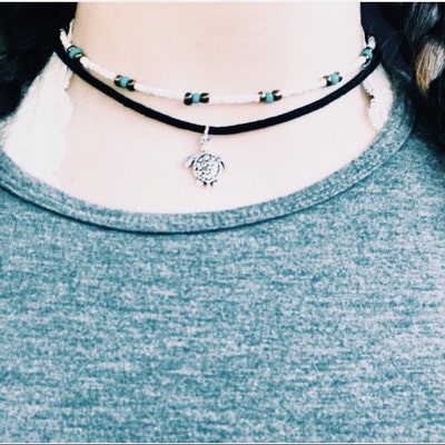 Turtle Choker Necklace Turtle Necklace Beach Jewellery - Etsy UK