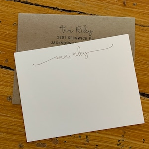 Script Personalized Stationery Cards Set, Flat Notecards, Personalized ...