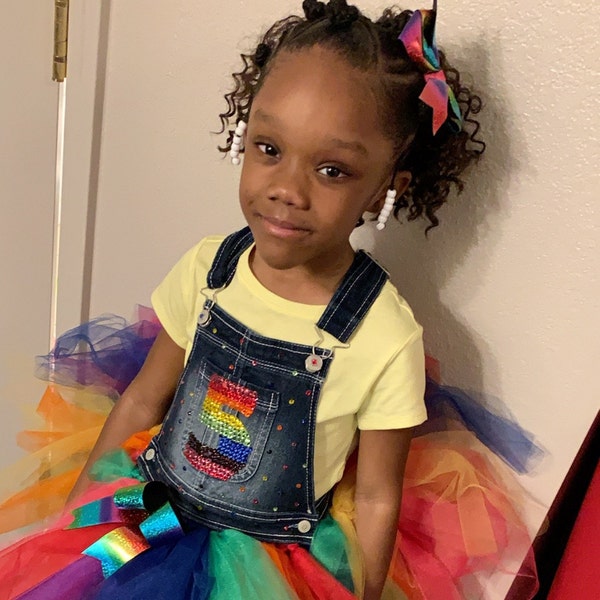 Tutu Overalls, Denim Tutu Jumper, Overall Tutu, Girls Birthday Outfit ...