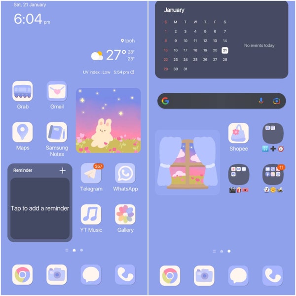 Cute Blue Day & Night Hand Drawn Ios and Android App Icon Set | Home ...