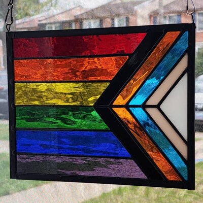 Stained Glass Pride Flag LGBTQ Sun Catcher Panel 11 X - Etsy