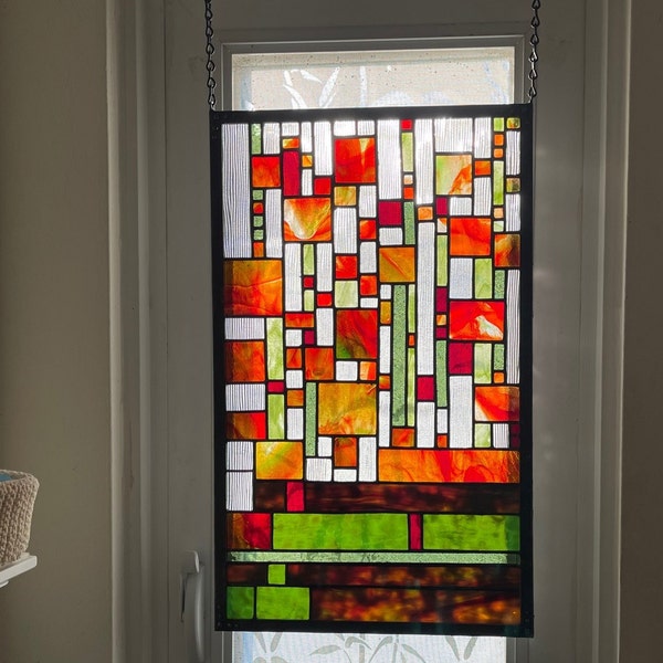 Prairie Stylized Clear Rose Stained Glass Window - Etsy