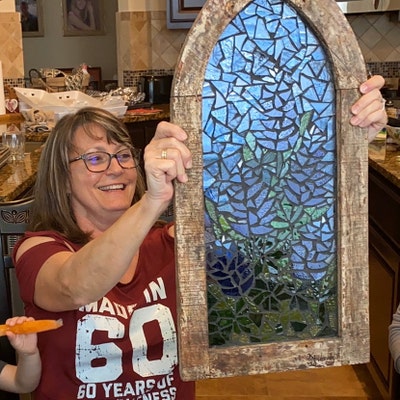 Stained Glass Mosaic Columbines Window Suncatcher - Etsy