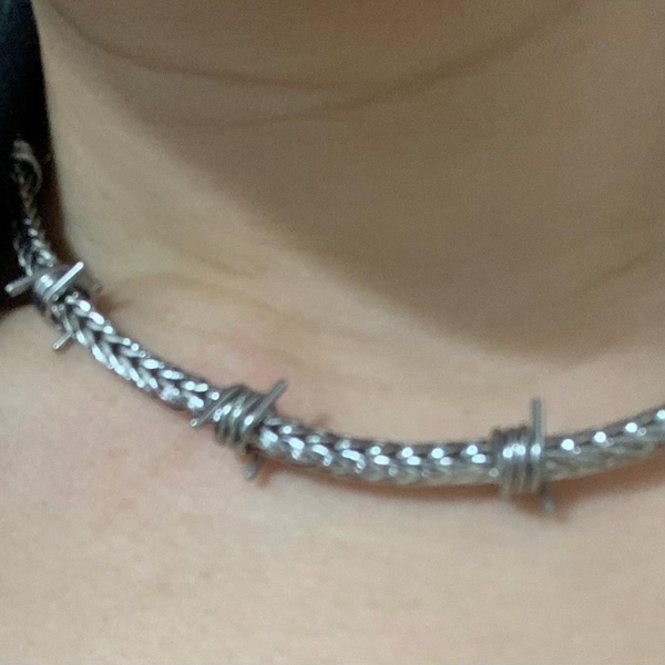 Barbed Wire Necklace. Gothic Necklace, Stainless Steel Necklace, Y2K ...