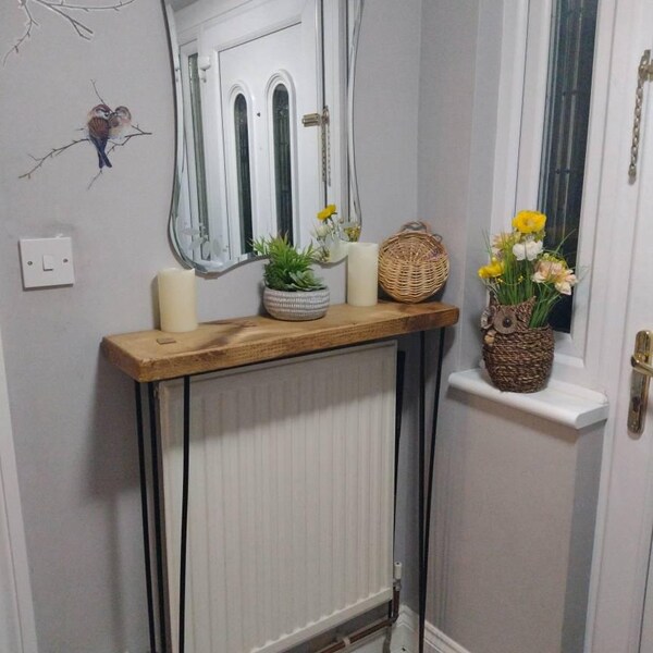 Omni Rustic Console Table With Black 3 Pin Hairpin Legs. (hallway Table ...