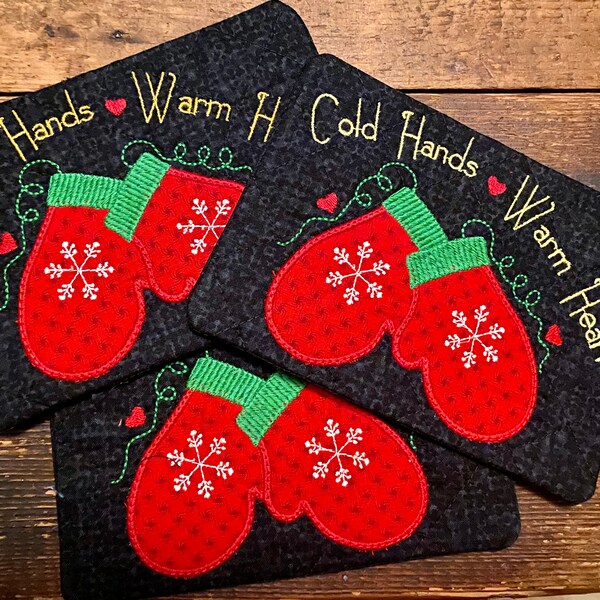Machine Embroidery Design-ith-mug Rug-applique' Mittens "cold Hands ...
