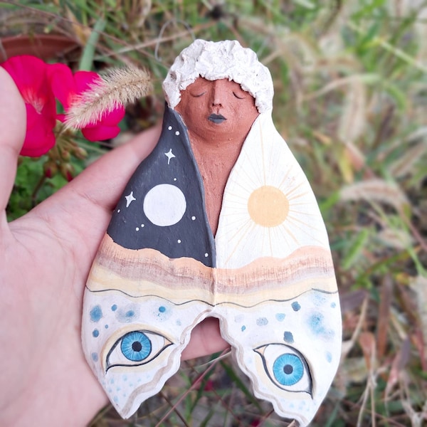 Tiny Ceramic Human Moth Wall Hangings | Handmade Terracotta Decor ...