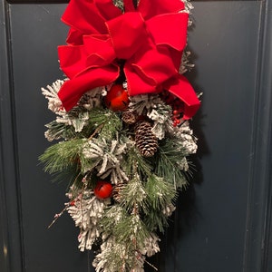 Snow Flocked Jingle Bell Door Swag - Etsy