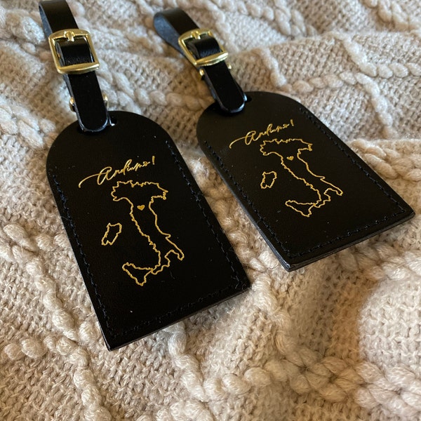 Italy Luggage Tag Wedding Favors | Bonded Leather Italian Olive Branch ...