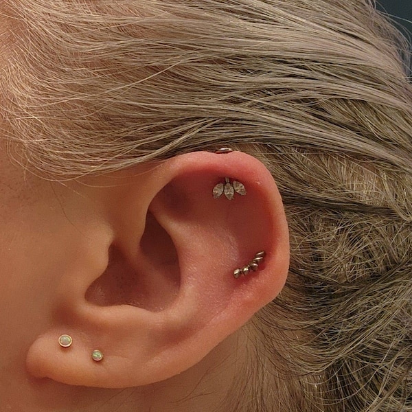 Minimalist ASTM F136 Titanium 16G Marquise CZ Screw Flat Back Vertical ...