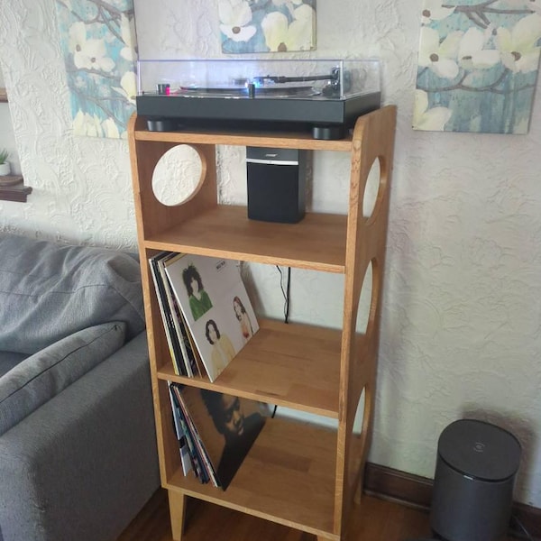 Record Player Stand - Vinyl Record Storage Cabinet - Mid Century MCM ...