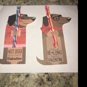 Weenie Dog Valentine Printable Dachshund Puppy Weiner Dog Non Candy ...