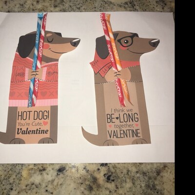 Weenie Dog Valentine Printable Dachshund Puppy Weiner Dog Non Candy ...