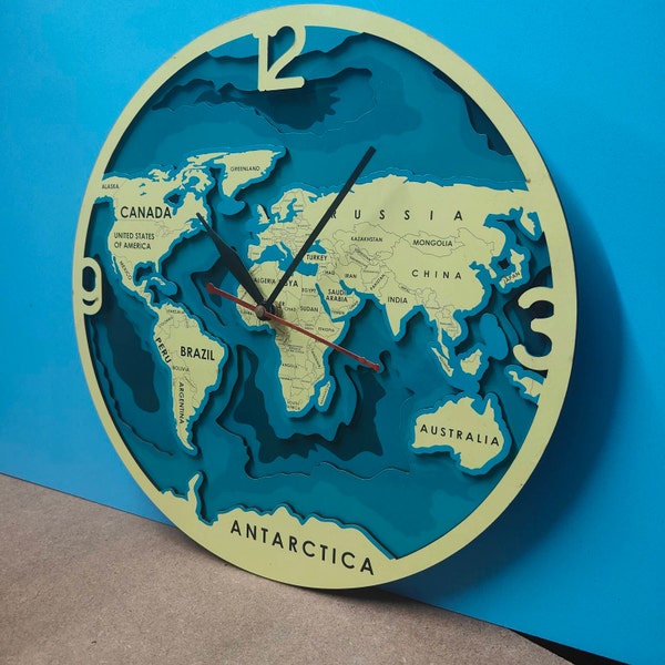 6 Layer 3D Map of the World, Multi -layer Panel,laser Cut File. 3D Wood ...