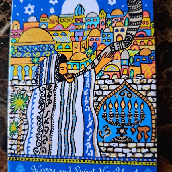 Rosh Hashanah Shofar Art Print: Jewish New Year Blessing Cards - Etsy