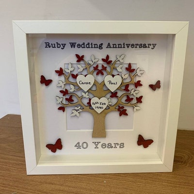 Ruby Wedding Anniversary Frame, Wedding Gift, Personalised, 40th ...