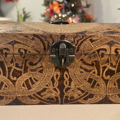 Vintage Wooden Celtic Jewelry Box Custom Engraved Box Craft Work Wooden ...