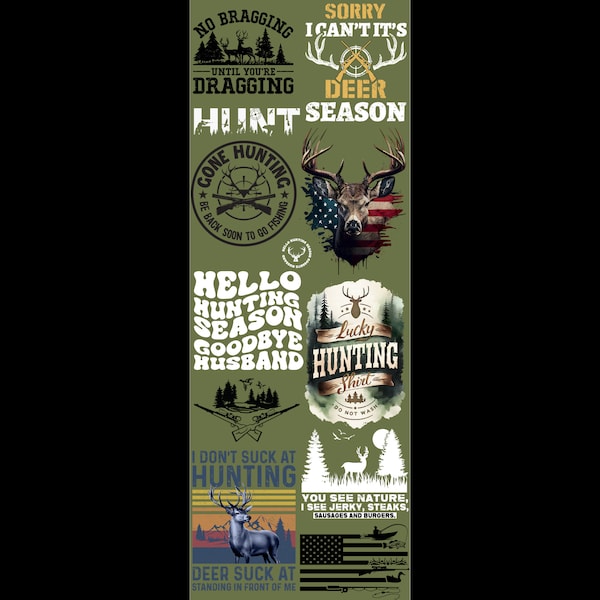 Hunting Svg for Tshirt and Decals, Hunt Letters Svg With Deer, Duck ...