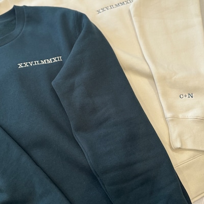 Personalised Cuff Embroidered Hoodie Custom Text Matching Sweatshirt ...