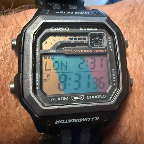 Custom Casio AE1200 Watch - Negative Display Mod -world Time- Digital ...