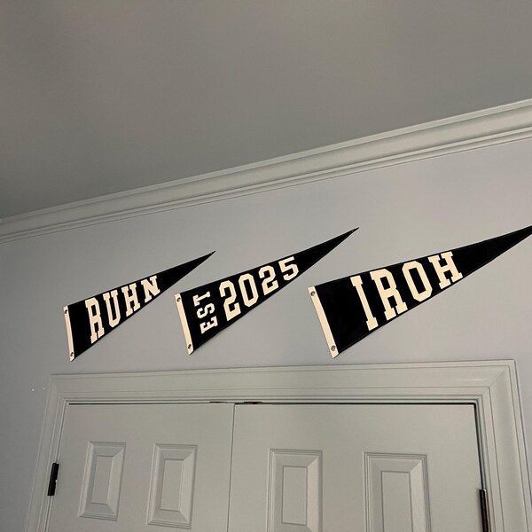 Large Single Word Custom Suede and Leather Pennant Flag Banner ...