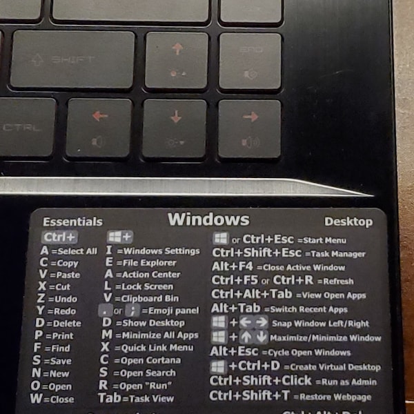 Windows PC Reference Guide Keyboard Shortcut No-residue Laminated Vinyl ...