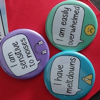 I Am Sensitive to Noises Badge Pin Sensory Badge Senses Pin Sensory ...