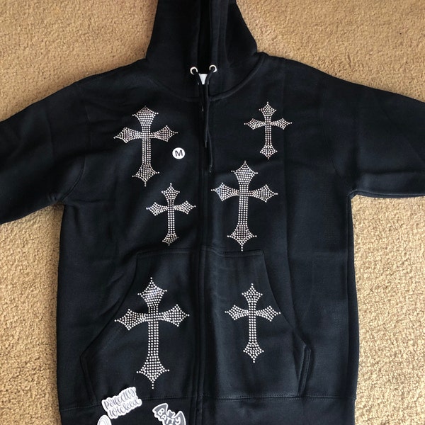ZIP UP Cross Hoodie, Hoodie With Crosses - Etsy