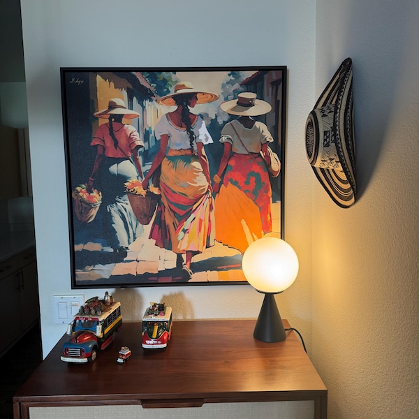 Colombian Women Wall Art - Vibrant Ethnic Print, Framed Canvas, Modern ...
