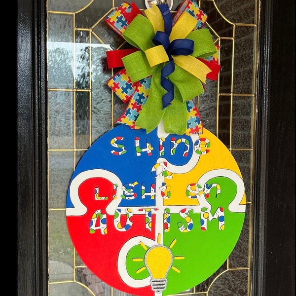 Autism Awareness Wooden Door Hanger, Autism Awareness Decor, Autism ...
