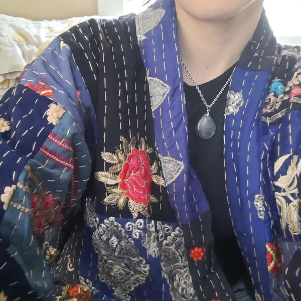 Vintage Handmade Sari Jacket, One Size Fits All, One of a Kind, Vintage ...