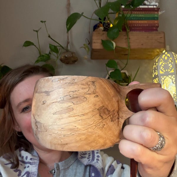 Handcrafted Wooden Kuksa | Handcarved Oak Wood Kuksa | 5.0 Oz (150 Ml ...