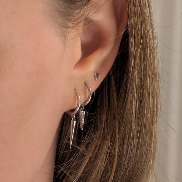 Flower Charm Hoop Earrings Set for Multiple Piercings, Gold Pave Hoop ...