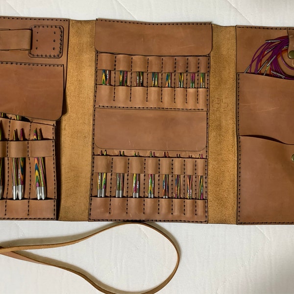 Knitting Needle Case Leather, Knitting Needle Organizer, Leather Tool ...