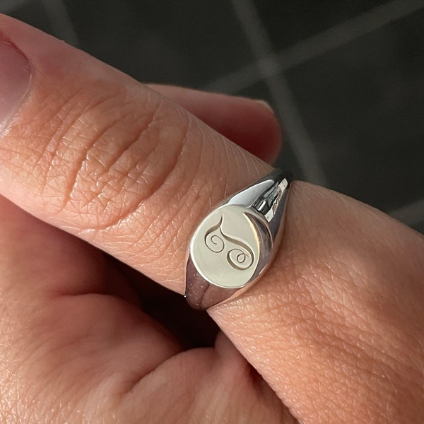 14K Gold Filled Signet Monogram Ring, Initial Gold Signet Ring ...