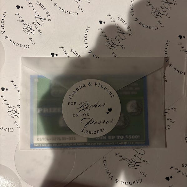 20 for Richer or for Poorer Lottery Ticket Favor Bag || Personalized ...