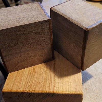 Set of 5 American Black Walnut Solid Wood Blocks. Includes a 6, 5, 4, 3 ...
