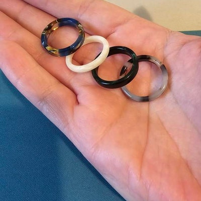 Flat Ring Collection Tortoise Shell Acetate Resin Stacking Rings ...