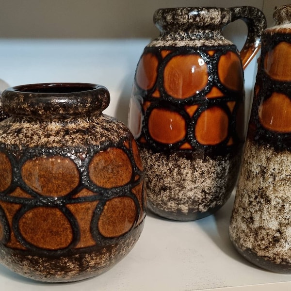 Steuler Vase Ceramic Ceramics Green Brown Black West German Pottery H ...