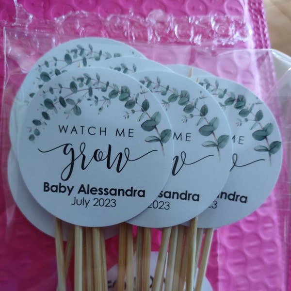 20 Custom Watch Me Grow Tags,printed Watch Me Grow Tags,succulent Favor ...
