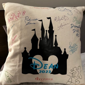 Personalized Disney Mickey / Minnie Character Autograph Pillow Cover ...