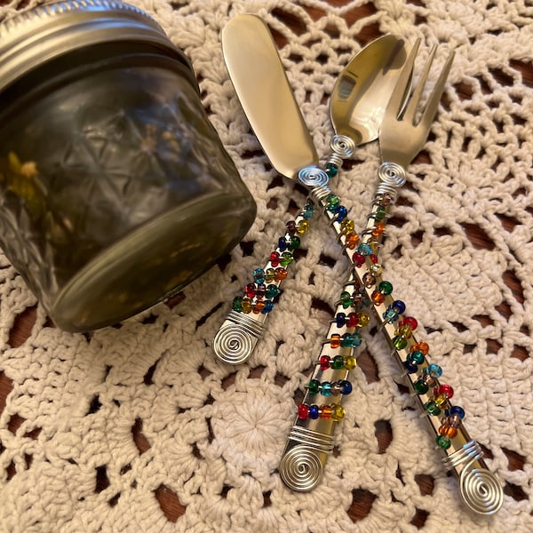 Serving Spoons- Beaded and Wired (1) - Etsy