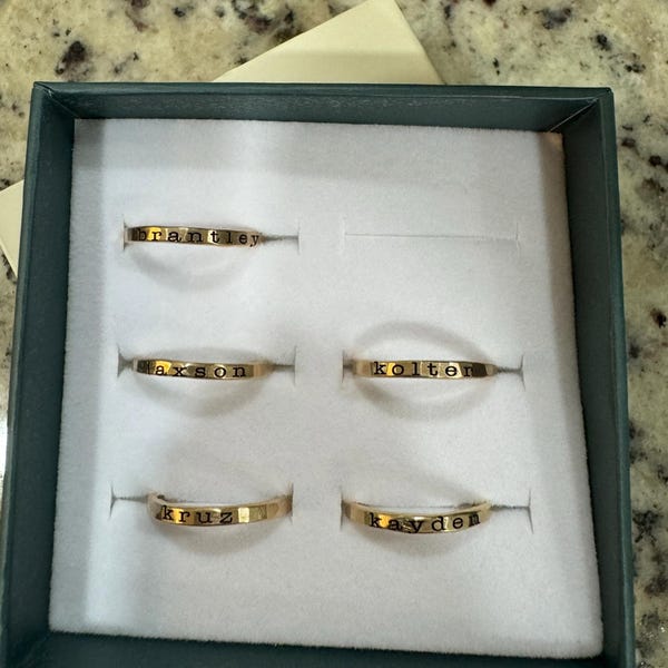 Four Name Rings | Stackable Name Rings | Personalized Jewelry | Mixed ...