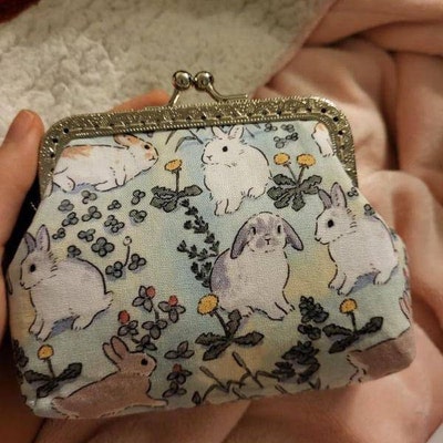 Dark Blue Floral Design Coin Purse Wallet With Kiss Clasp - Etsy