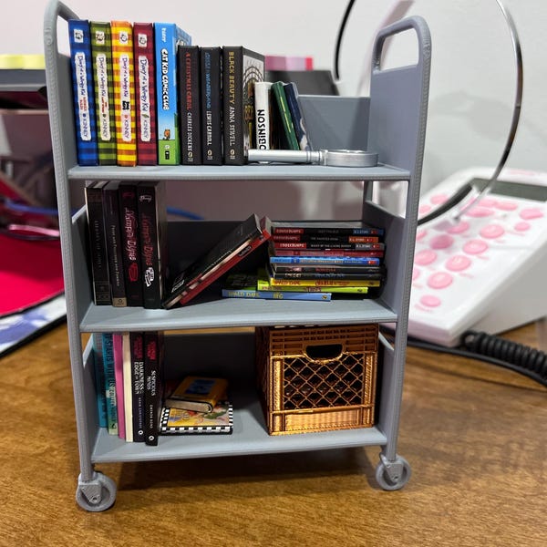 1/6 Scale 3 Shelf Mini Library Cart/ Mini Brands Books / Mini Books ...
