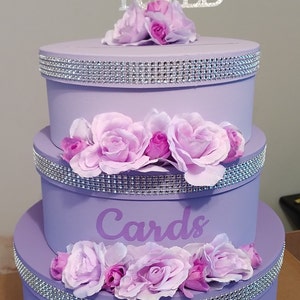 Custom Wedding Card Box 2 Tier Card Holder Square Purple - Etsy