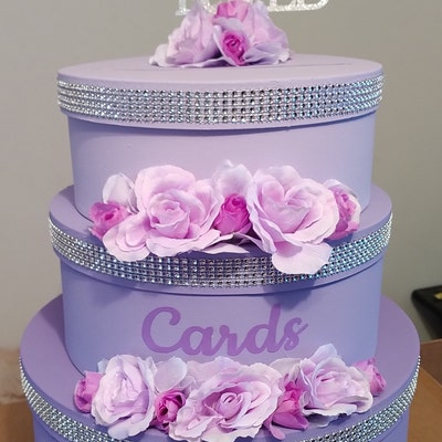 Custom Wedding Card Box 2 Tier Card Holder Square Purple - Etsy