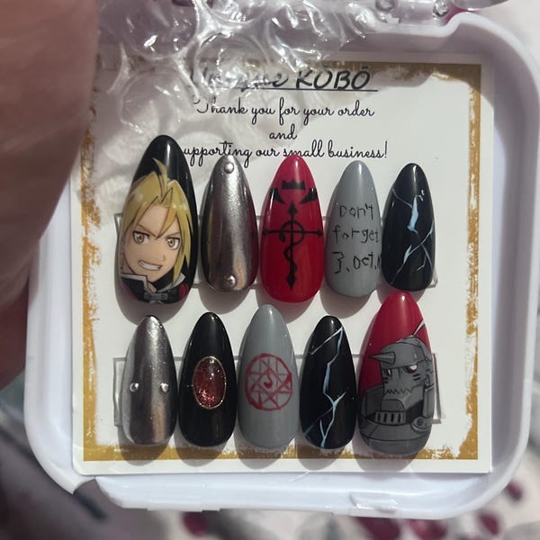 Muichiro Inspired Hand-painted Anime Motif Nails, Reusable Press-on ...